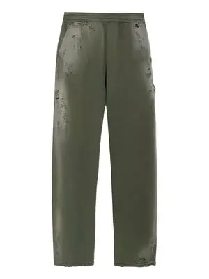 DIESEL® Cotton Sweatpants With Destroyed Effect - Green