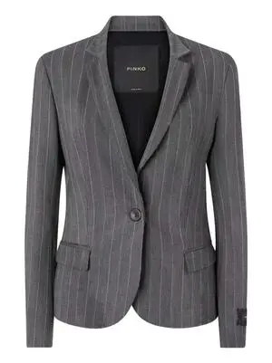 Pinko Pinstripe-pattern Notched-lapels Jacket - Grey