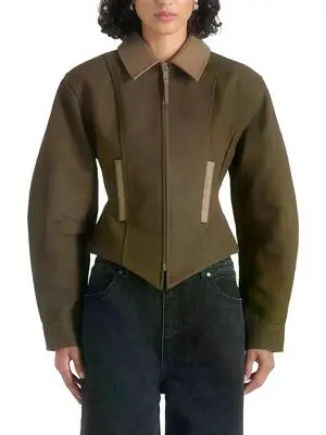 Manière De Voir Sky Hourglass Gabardine Jacket - Green