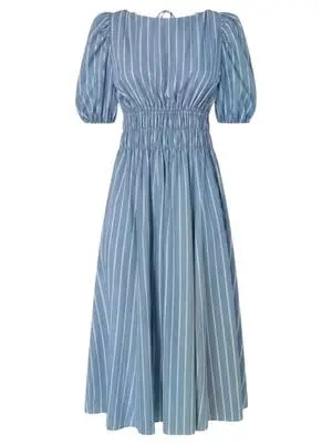 Pinko Striped Open-back Dress Blue