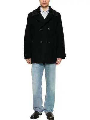 Our Legacy Faux-fur Collar Double-breasted Coat - Black