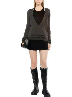 Rick Owens Deep V-neck Fine Knit Sweater - Grey