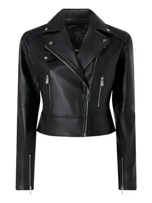 Pinko Nappa Leather Biker-style Jacket - Black