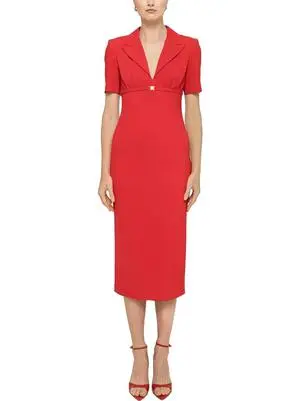 NISSA NISSA Fitted Midi Dress Red