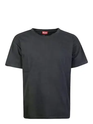 DIESEL® T-shirt With Frayed Edges And Crystal Details - Black