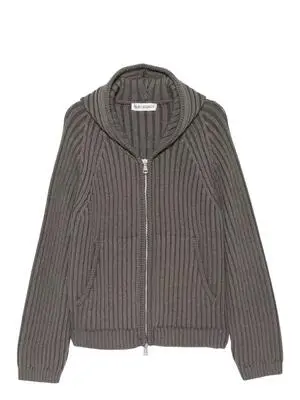 Our Legacy Level Ribbed-knit Hoodie Cardigan - Grey