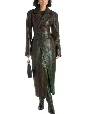 MANIÈRE DE VOIR Esma Python Asymmetric Coat With Cinch Belt