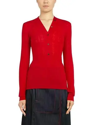 SALVATORE FERRAGAMO Pointelle-knit Button-up Sweater