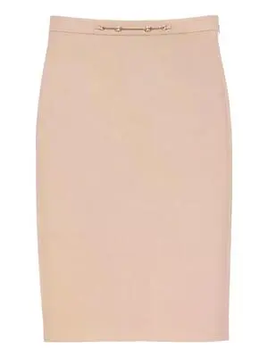 Elisabetta Franchi Tone Hardware Pencil Midi Skirt - Neutrals