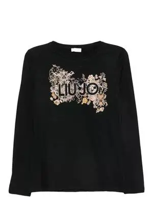 Liu Jo Logo-print Rhinestone-embellished T-shirt - Black