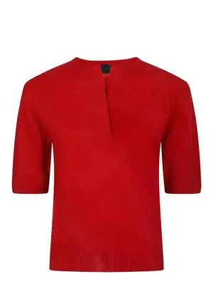 Pinko V-neck Sweater In Wool And Cashmere Red