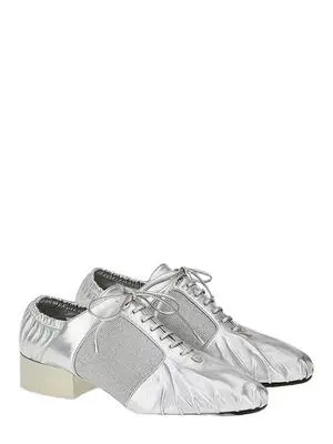 FERRAGAMO Ferragamo Metallic-Finish Leather Lace-Up Shoes Silver