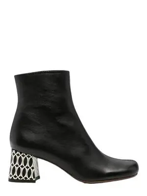 Chie Mihara Muki Geometric-pattern Leather Ankle Boots - Black