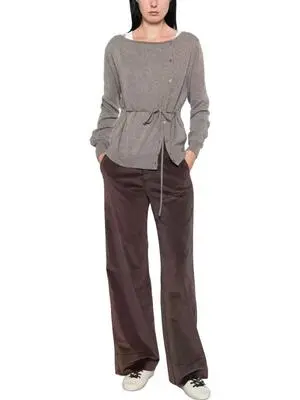 WHITE SAND Corduroy Wide-leg Trousers - Brown