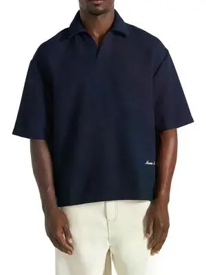 Manière De Voir Joss In Navy Boxy Signature Polo Shirt - Blue