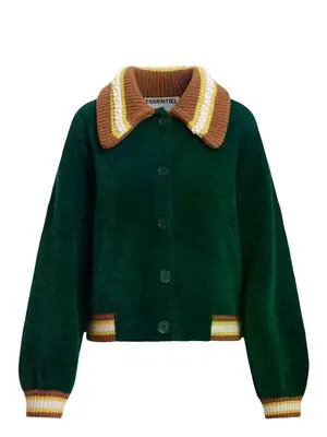 Essentiel Antwerp Contrast-collar Faux-fur Jacket - Green