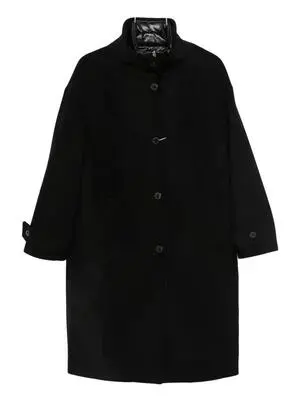 Herno Button-up Funnel-neck Coat - Black