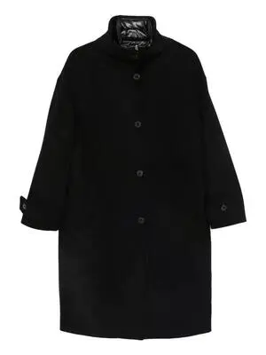 Herno Button-up Funnel-neck Coat - Black
