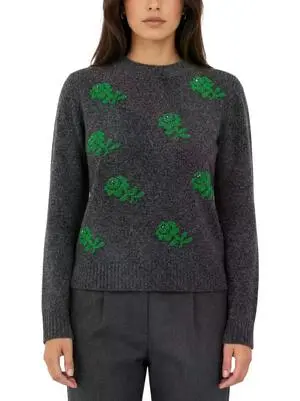 Essentiel Antwerp Bead-embellished Floral-motif Sweater - Grey