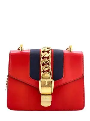 Gucci Sylvie Chain Shoulder Bag Leather Mini Crossbody Bag - Red