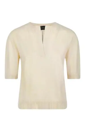 Pinko V-neck Sweater In Wool And Cashmere Neutrals