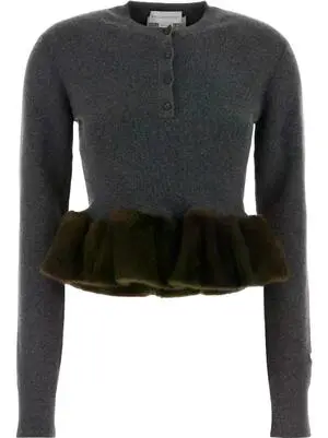Stella McCartney Faux-fur Peplum Sweater - Grey