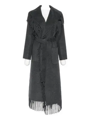 Simkhai Carrie Fringe Robe Coat - Grey
