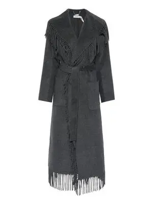 Simkhai SIMKHAI Carrie Fringe Robe Coat Grey