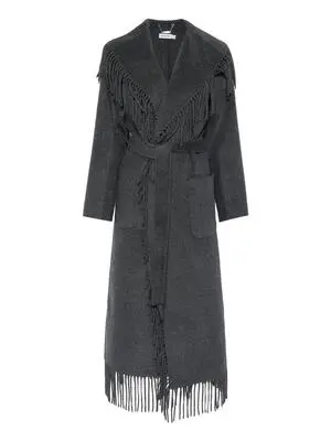 Simkhai Carrie Fringe Robe Coat - Grey