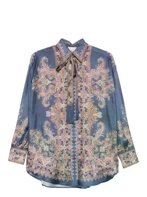 Zimmermann Paisley-print Pussy-bow Shirt - Blue