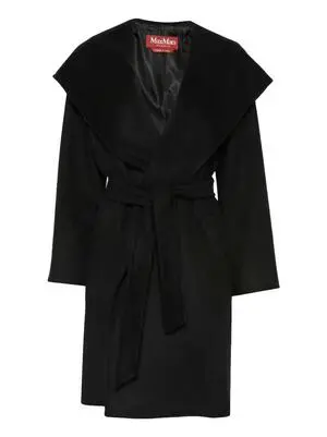 Max Mara Hooded Belted Coat Black