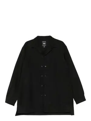 Y3 Double-breasted Notched-collar Shirt - Black