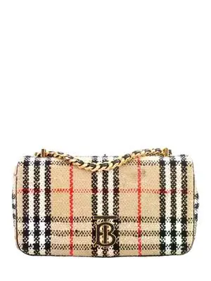 Burberry Lola Vintage Check Tweed Small Shoulder Bag - Neutrals