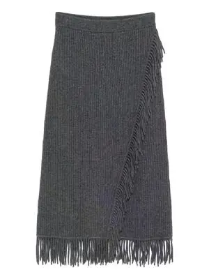 Simkhai Casey Fringe-trim Ribbed Midi Skirt - Grey