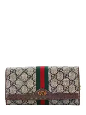 Gucci Ophidia Chain Wallet Gg Coated Canvas Crossbody Bag - Brown