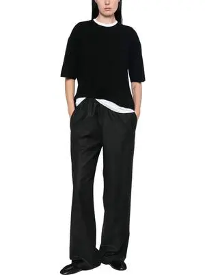 Soft Goat Fine Knit Crew Neck T-shirt - Black