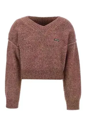 ROTATE BY BIRGER CHRISTENSEN Logo-patch V-neck Sweater Red