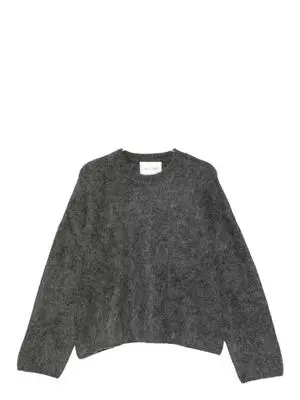 Soft Goat Brushed-knit Crew-neck Sweater - Grey