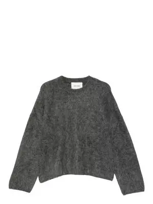 Soft Goat Brushed-knit Crew-neck Sweater - Grey