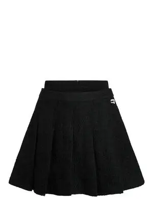 Karl Lagerfeld Ikon Bouclé Pleated Skirt - Black