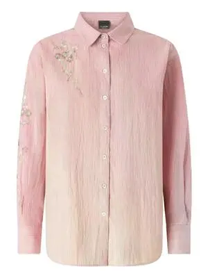 Pinko Striped Shirt With Floral Embroidery - Pink
