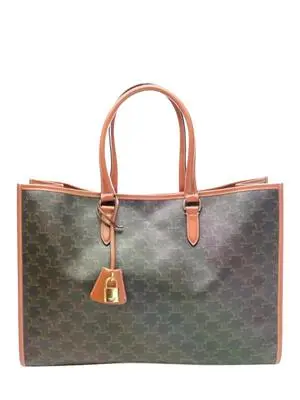 Celine Triomphe Coated Canvas Horizontal Cabas Tote Satchel - Brown