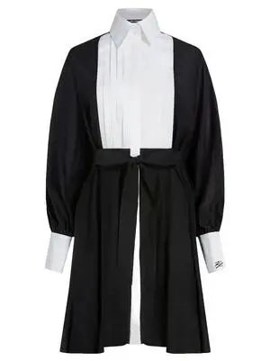Karl Lagerfeld Contrast Bib Shirt Dress - Black