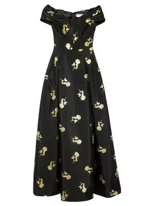 Rebecca Vallance Mariya Floral-jacquard Gown - Black