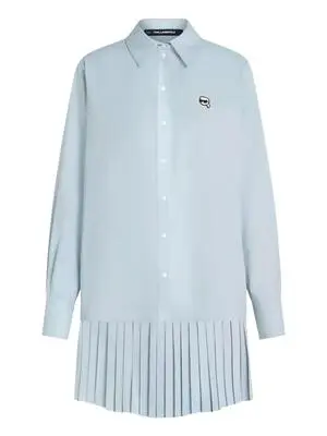 Karl Lagerfeld Ikon Pleated Shirt Dress - Blue