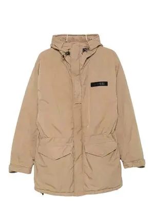 Aspesi Hooded Logo-patch Jacket - Neutrals