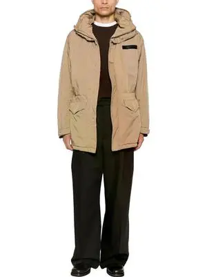 Aspesi Hooded Logo-patch Jacket - Neutrals
