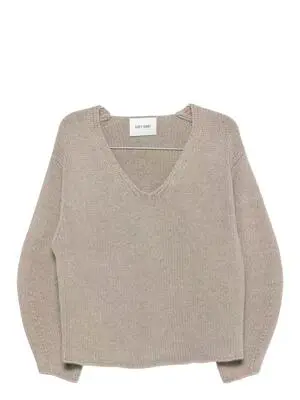 Soft Goat V-neck Knitted Sweater - Neutrals