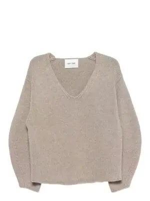 Soft Goat V-neck Knitted Sweater - Neutrals