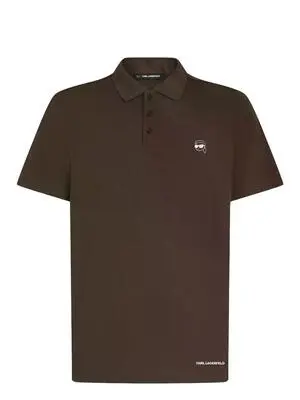 Karl Lagerfeld Ikon Jersey Short Sleeve Polo - Brown
